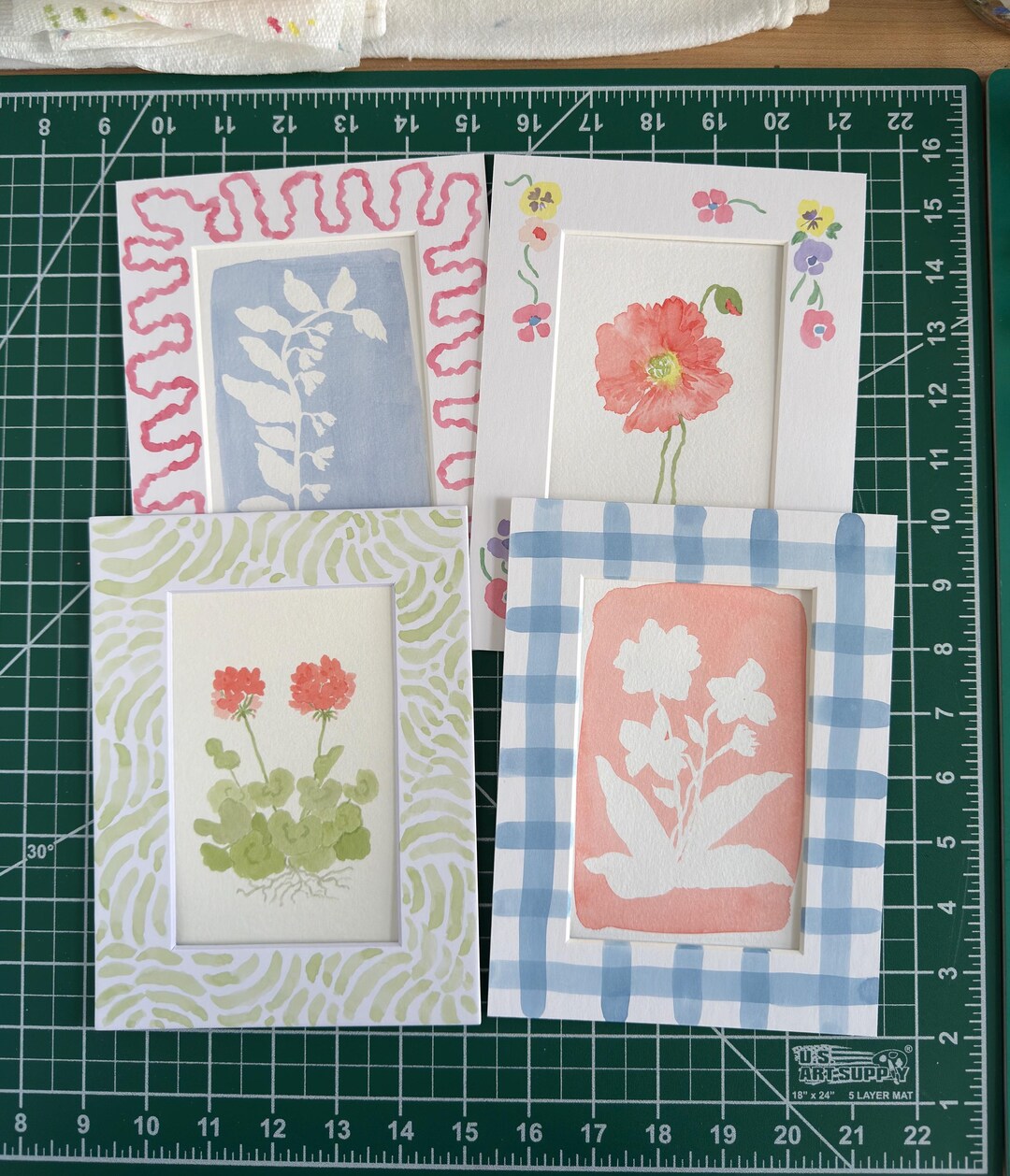 Mat for 6x8 Frame, 4x6 Opening Hand Painted, Multi Options - Etsy