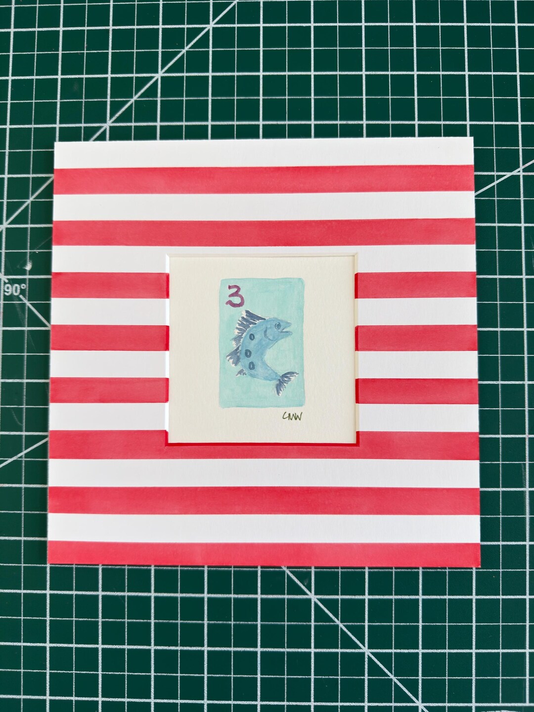 3 Dot Fish - 4x4” Watercolor Mahjong Tile Painting - Etsy