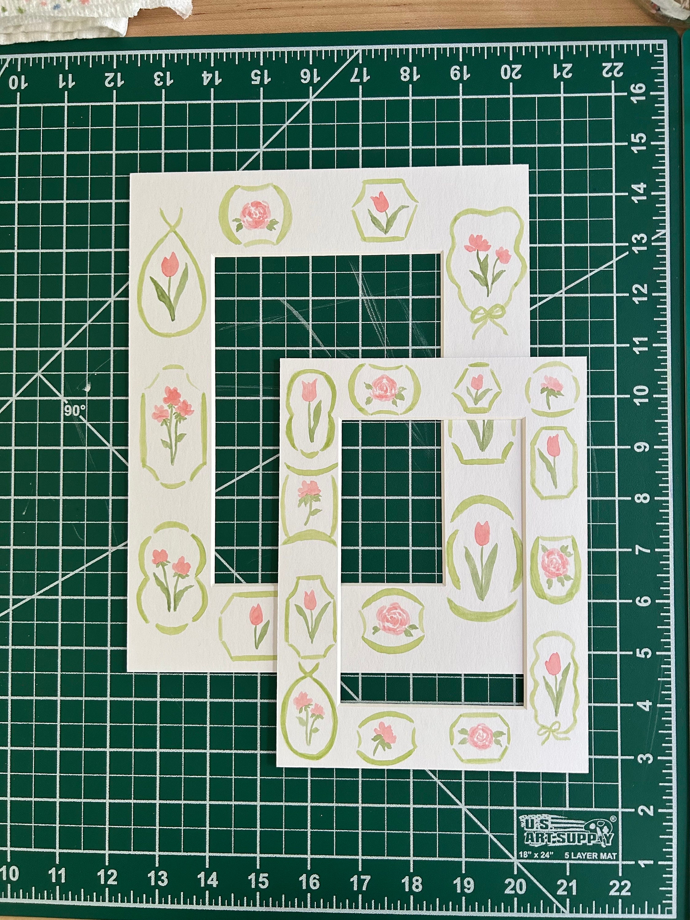 Botanical Mats multi Sizes Hand Painted, Green/pink Floral - Etsy