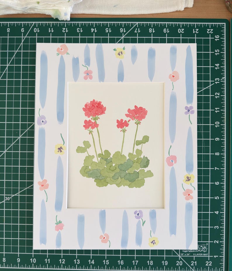 8x10” Watermelon Pink Geraniums- Original Watercolor - Etsy