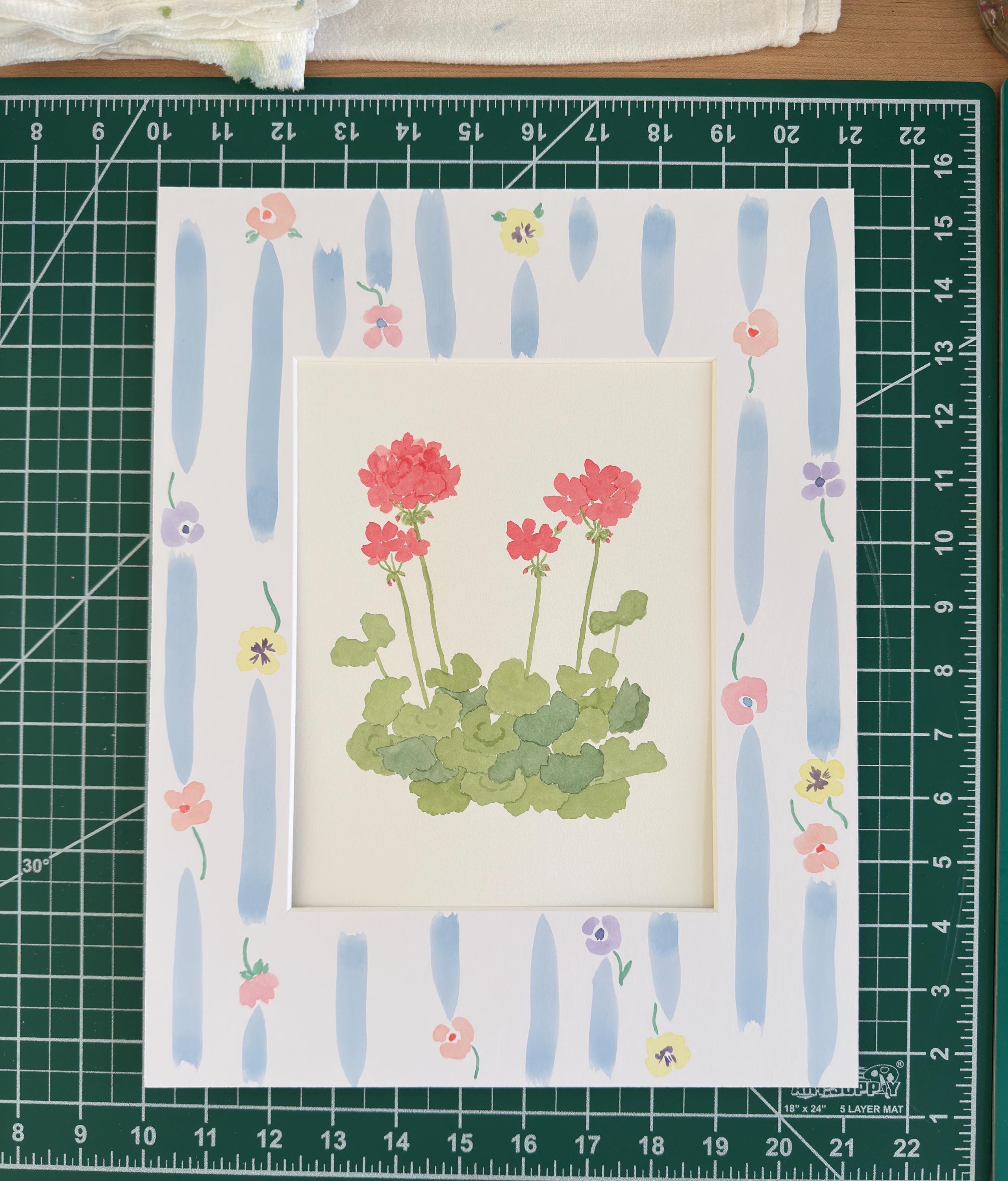 8x10” Watermelon Pink Geraniums- Original Watercolor - Etsy