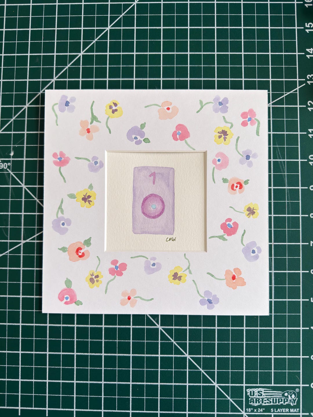 1 Dot - 4x4” Watercolor Mahjong Tile Painting - Etsy