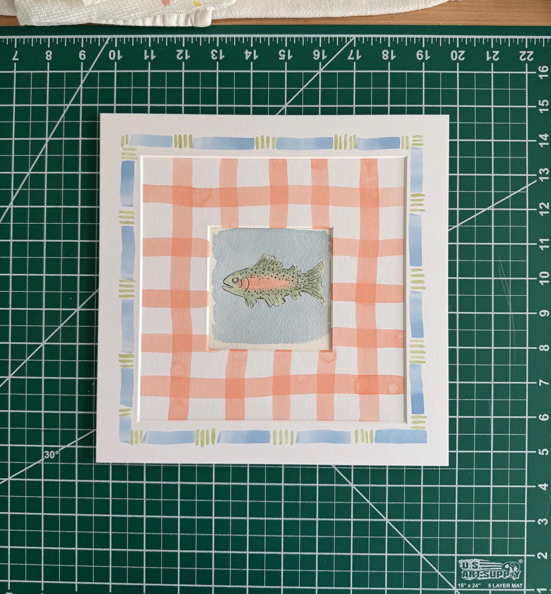 4x4” Mini Trout in Water- Original Watercolor Painting - Etsy