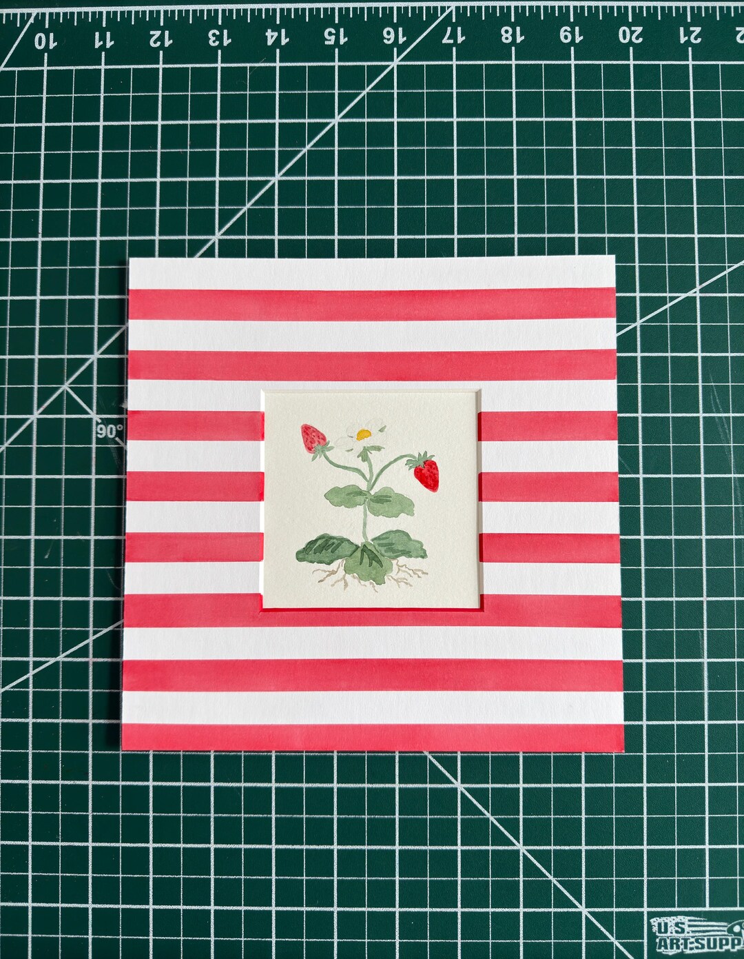 4x4 Mini Strawberry Plant Painting Original Watercolor - Etsy