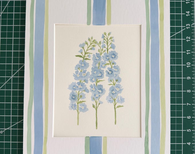 8x10” Blue Delphiniums- Original Watercolor Painting - Etsy
