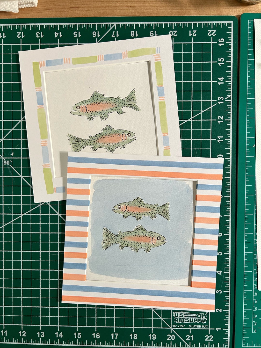 Mat for 8x8 Frame, 6x6 Opening Hand Painted, Multi Options - Etsy