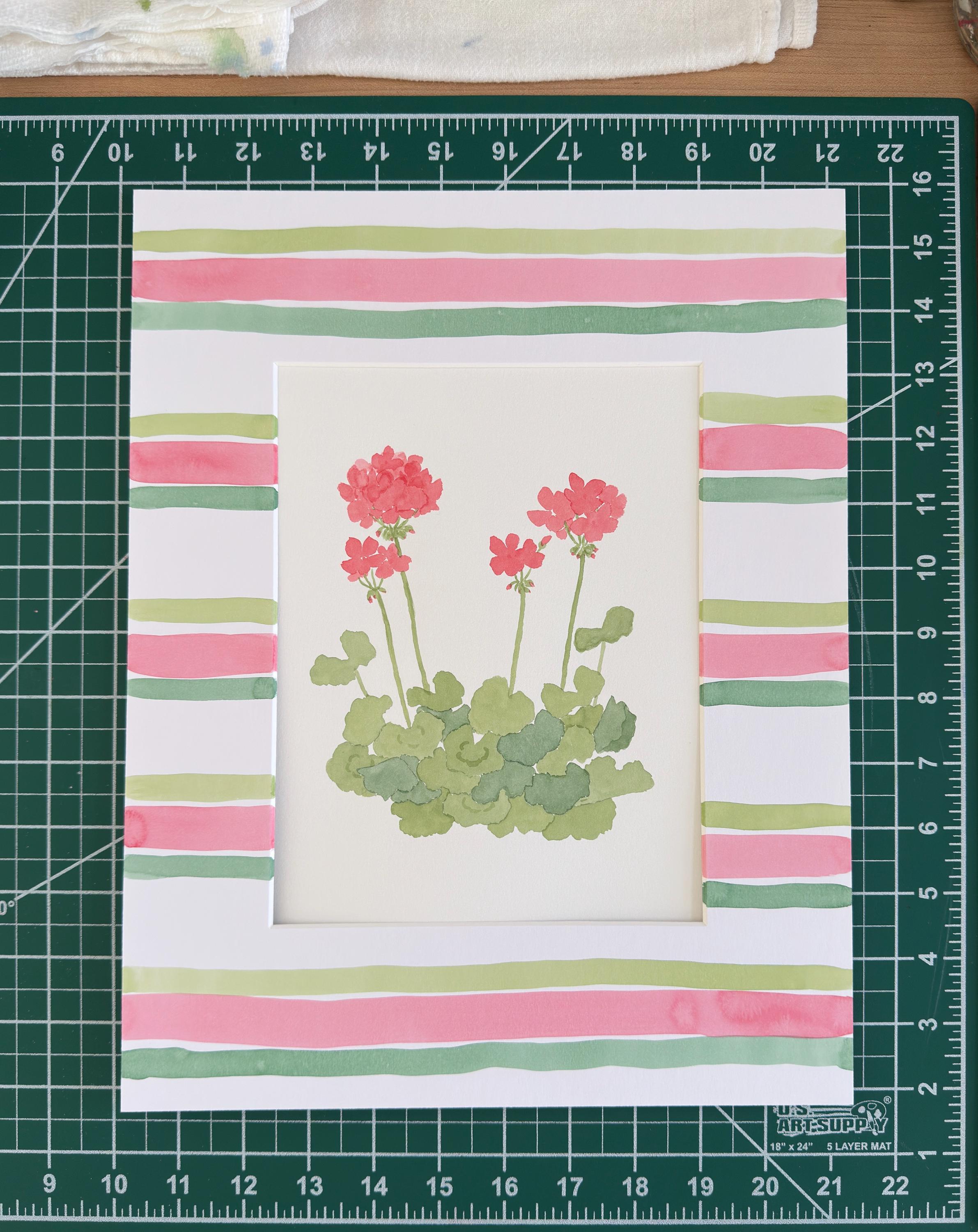 8x10” Watermelon Pink Geraniums- Original Watercolor - Etsy