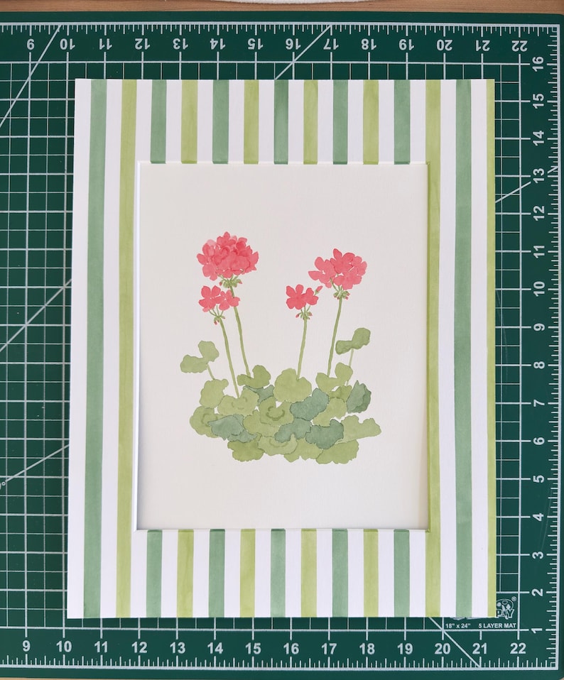 8x10” Watermelon Pink Geraniums- Original Watercolor - Etsy