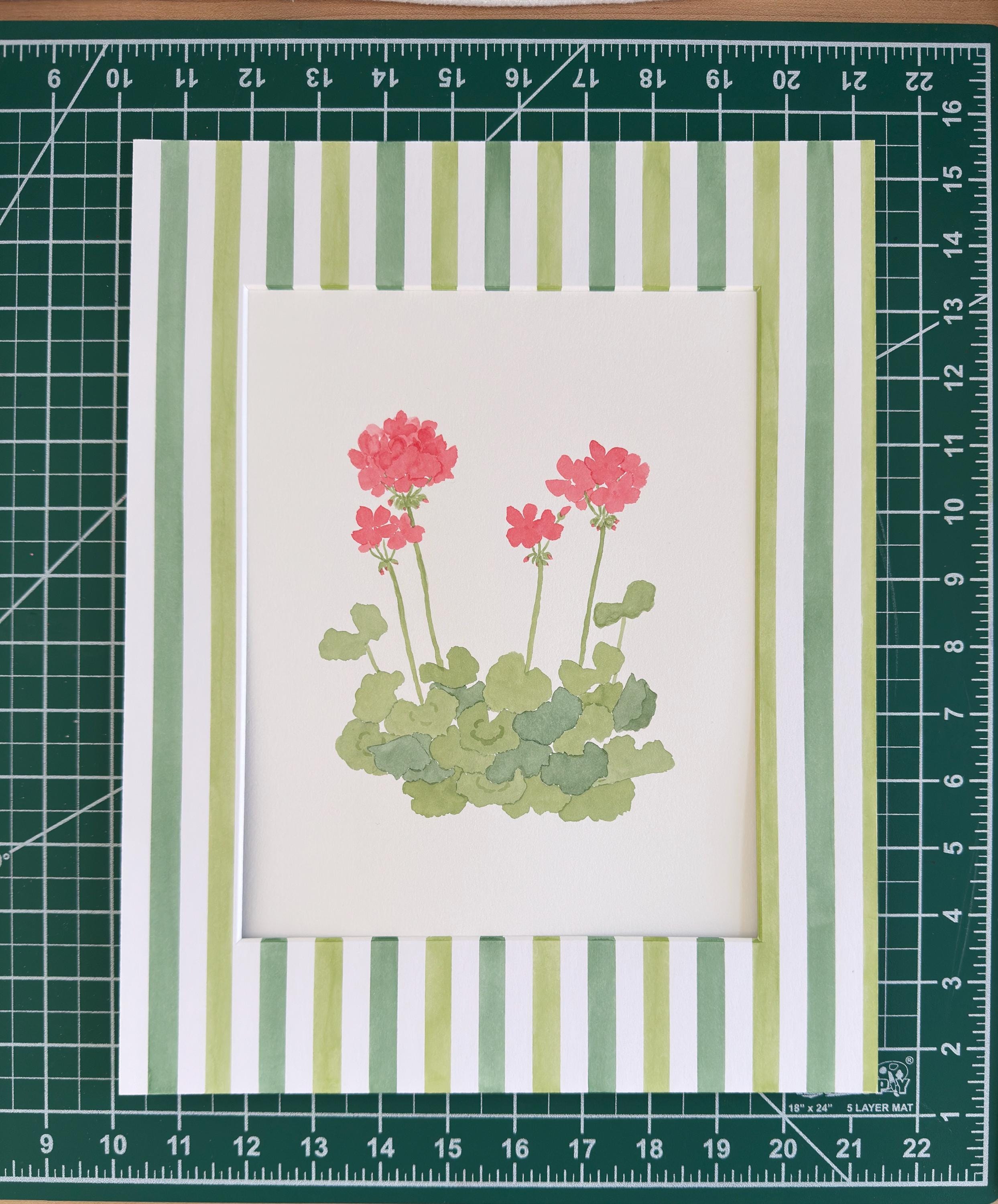 8x10” Watermelon Pink Geraniums- Original Watercolor - Etsy