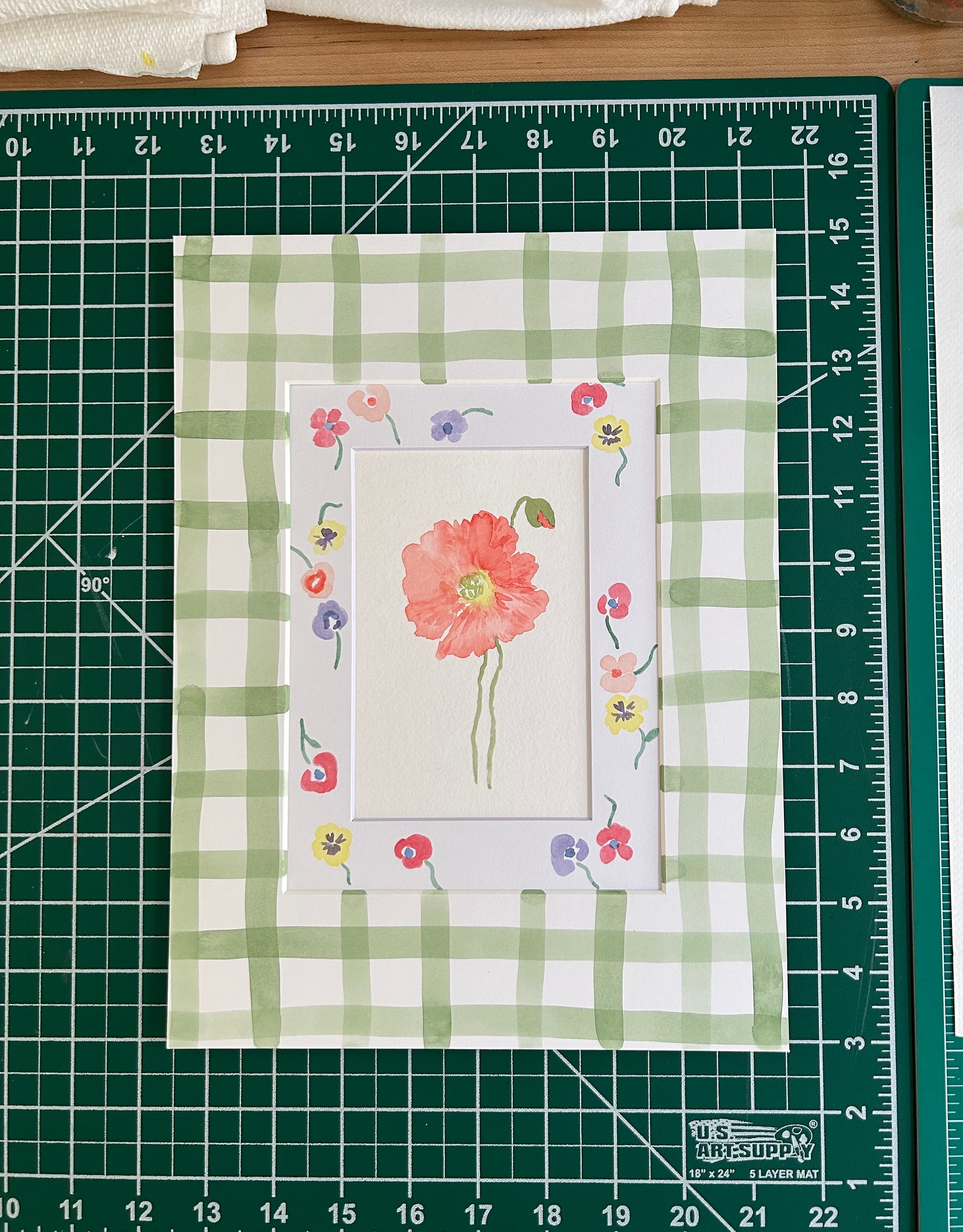 Mat for 9x12” Frame, 6x8” Opening- Hand Painted, Multi Options - Etsy