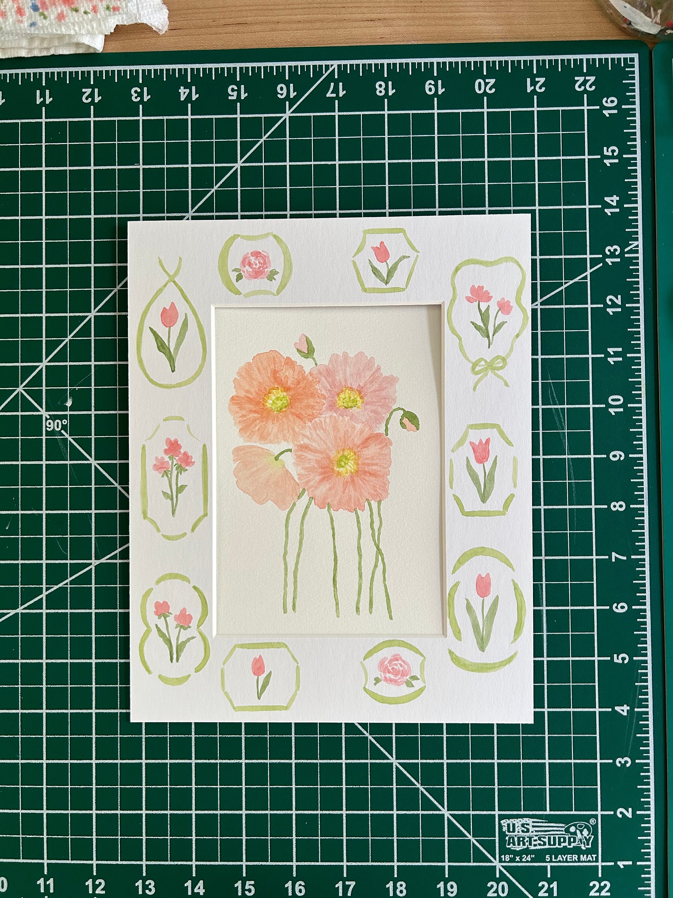 Botanical Mats multi Sizes Hand Painted, Green/pink Floral - Etsy
