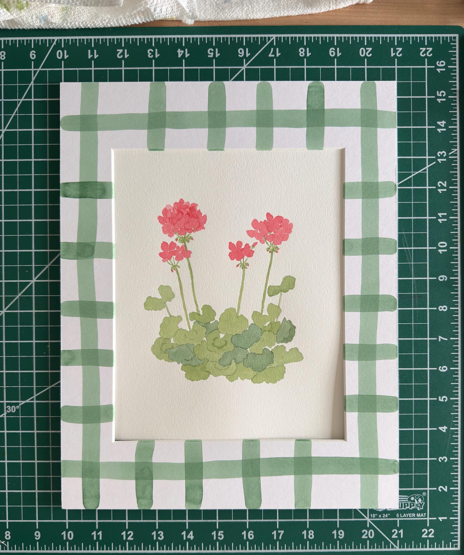 8x10” Watermelon Pink Geraniums- Original Watercolor - Etsy