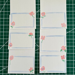 Set of 12 Place Cards, Pink Floral With Blue Border - Etsy