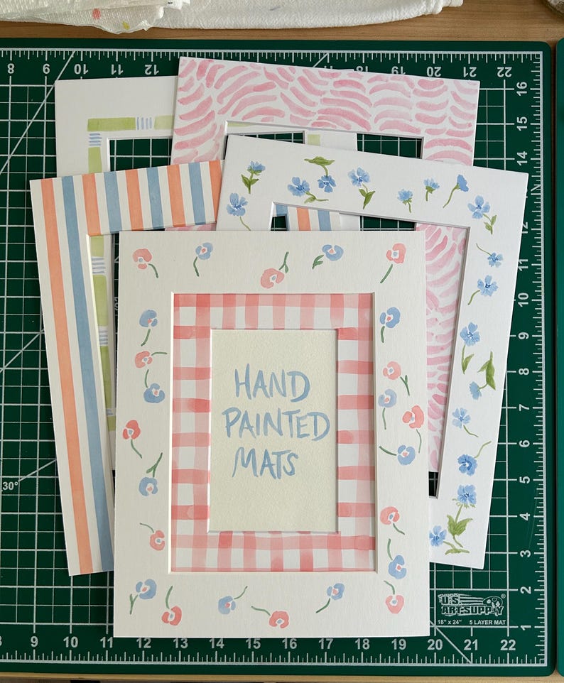 Mat for 8.5x11 Frame, 6x8 Opening Hand Painted, Multi Options - Etsy