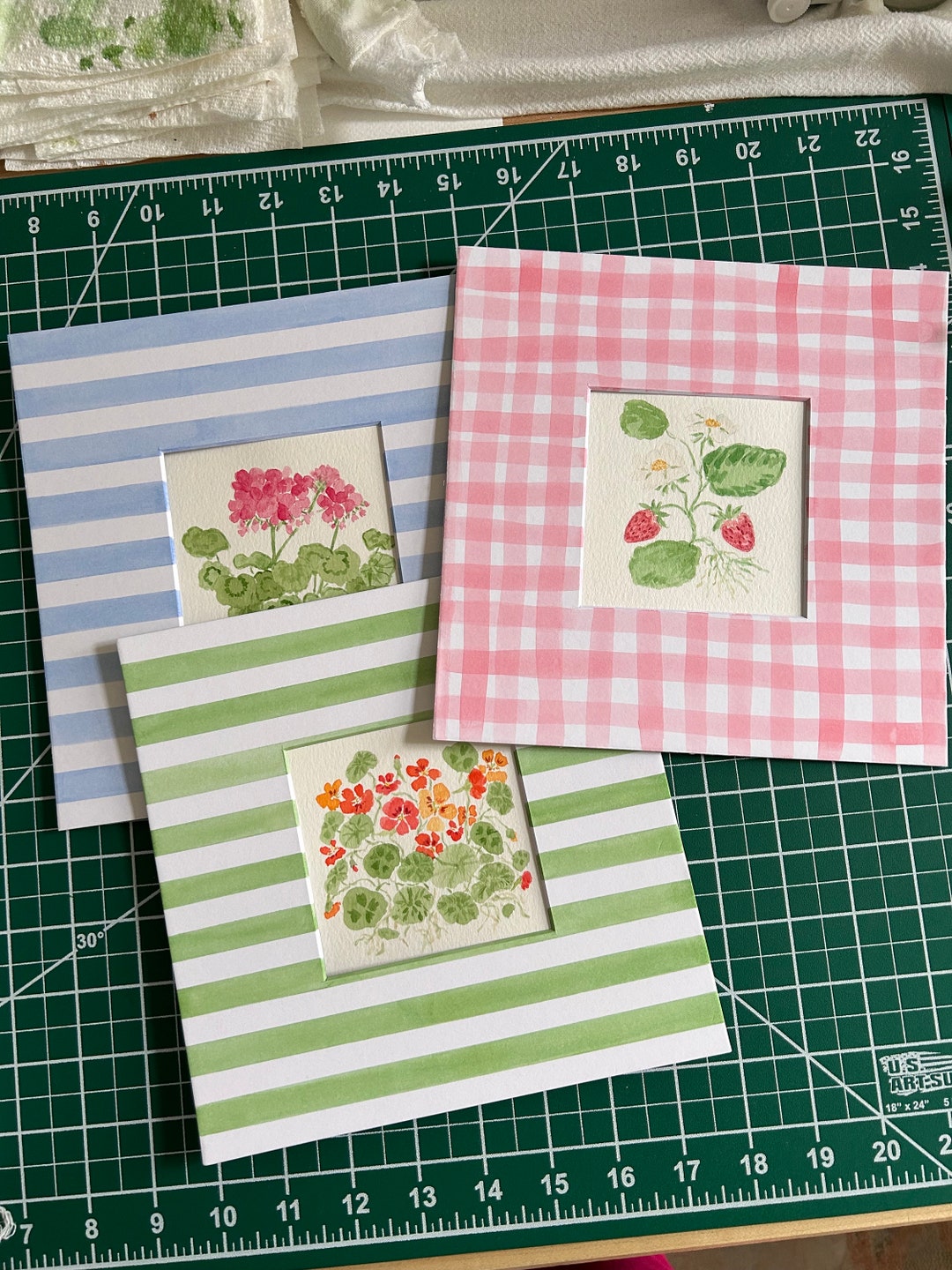 Mat for 8x8 Frame, 4x4 Opening Hand Painted, Multi Options - Etsy