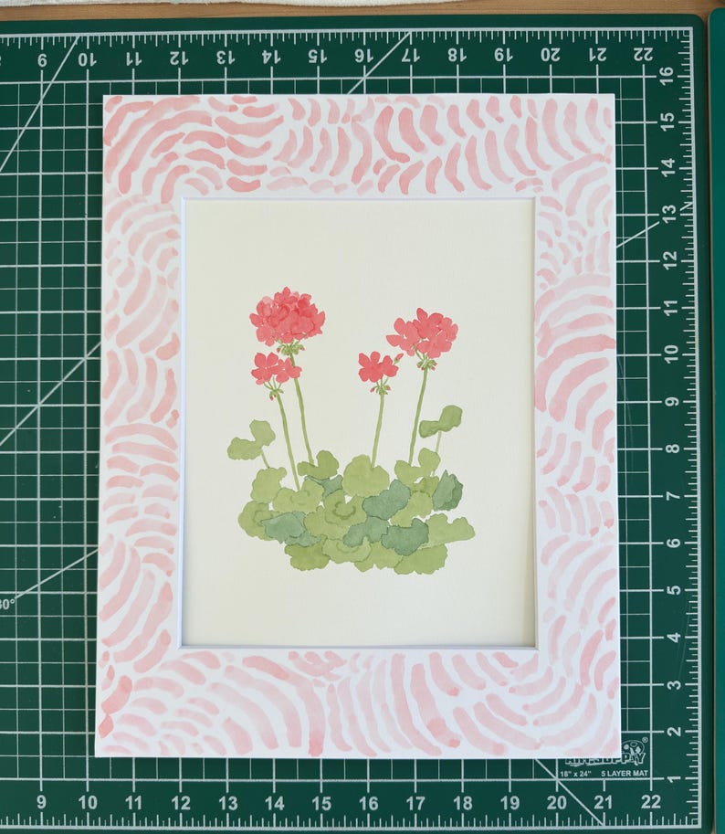 8x10” Watermelon Pink Geraniums- Original Watercolor - Etsy