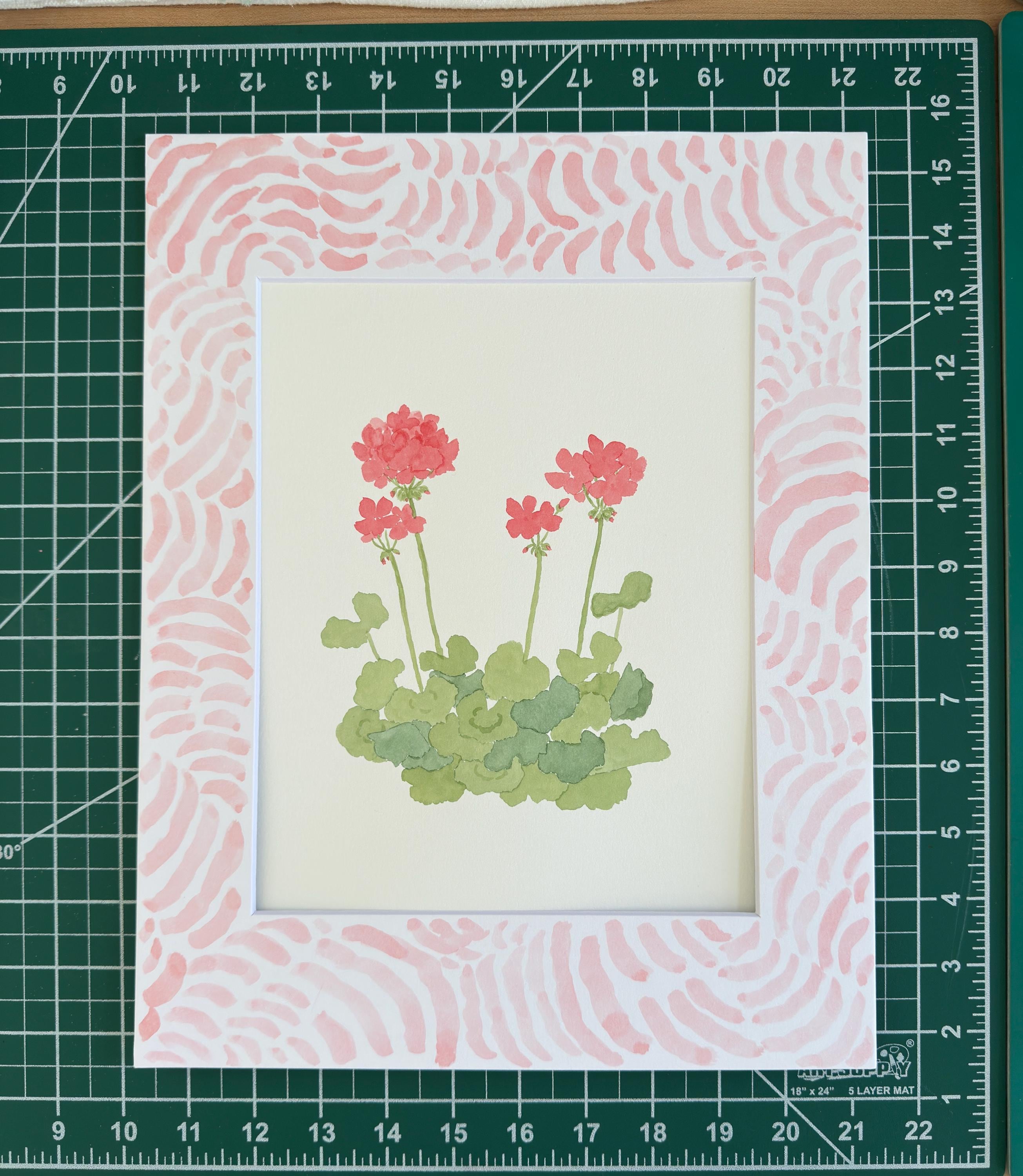 8x10” Watermelon Pink Geraniums- Original Watercolor - Etsy