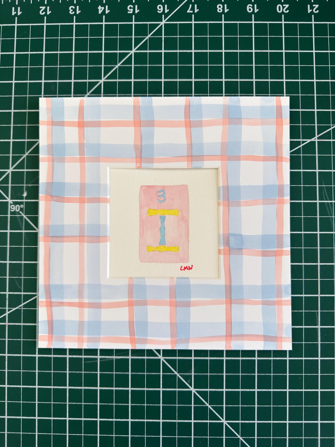 3 Bam - 4x4” Watercolor Mahjong Tile Painting - Etsy