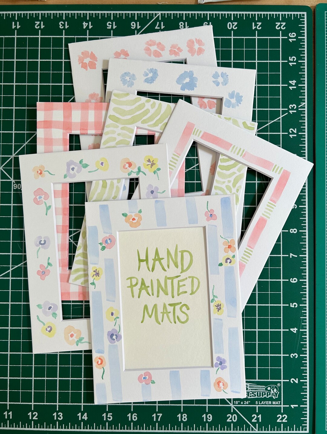 Mat for 6x8 Frame, 4x6 Opening Hand Painted, Multi Options - Etsy