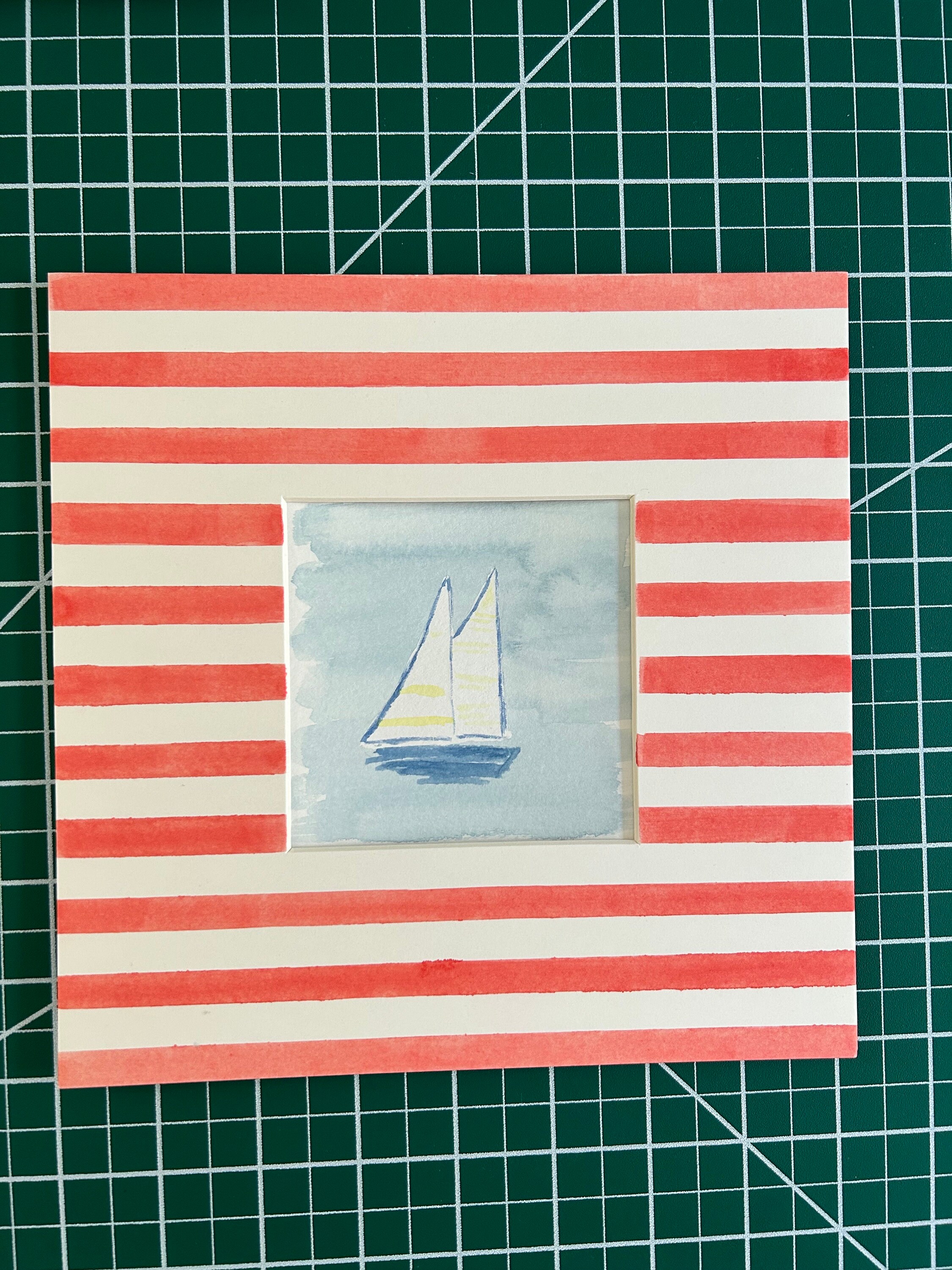 Mini Watercolor Sailboat, Double Sails 4x4 Original Painting - Etsy