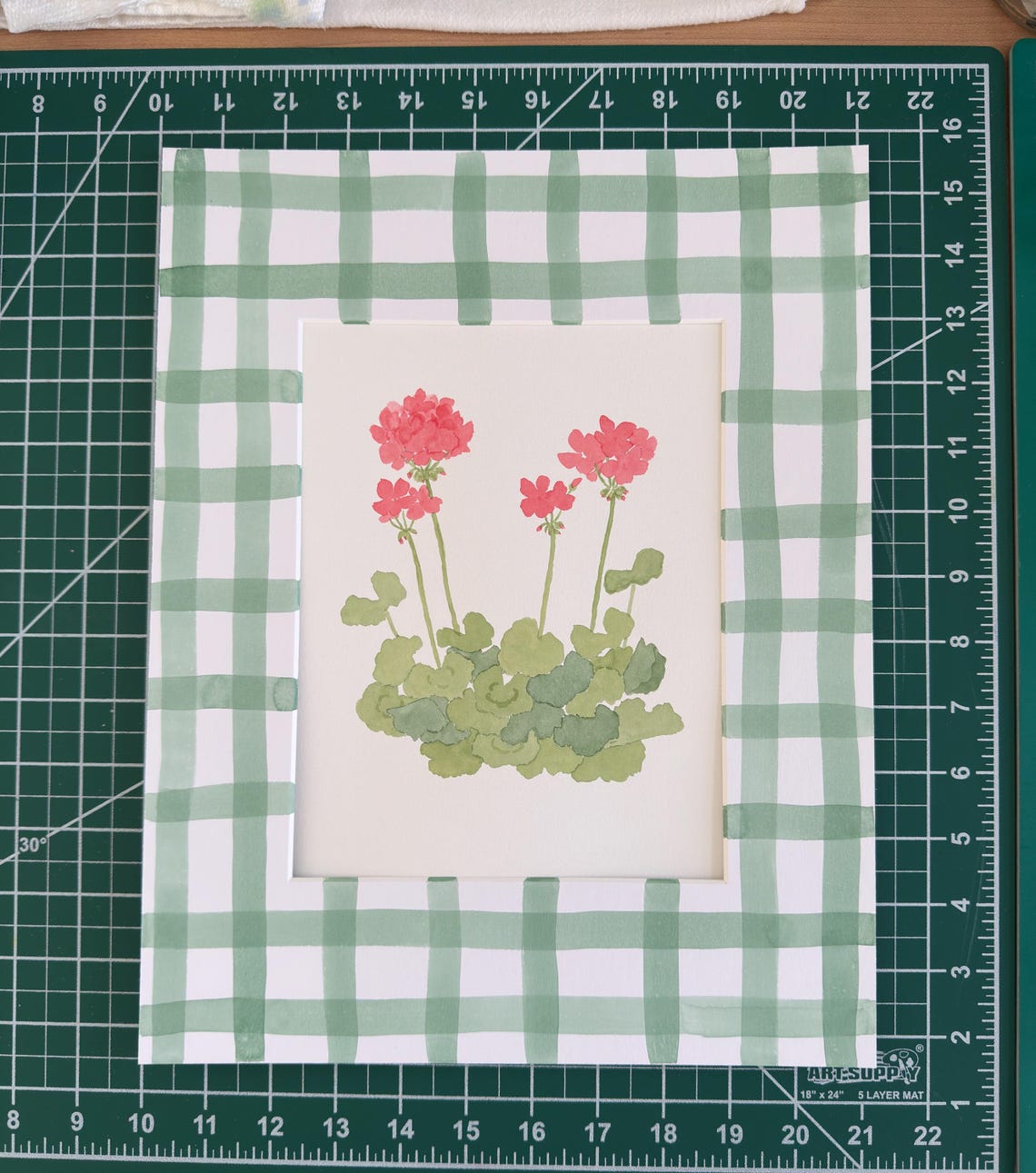 8x10” Watermelon Pink Geraniums- Original Watercolor - Etsy