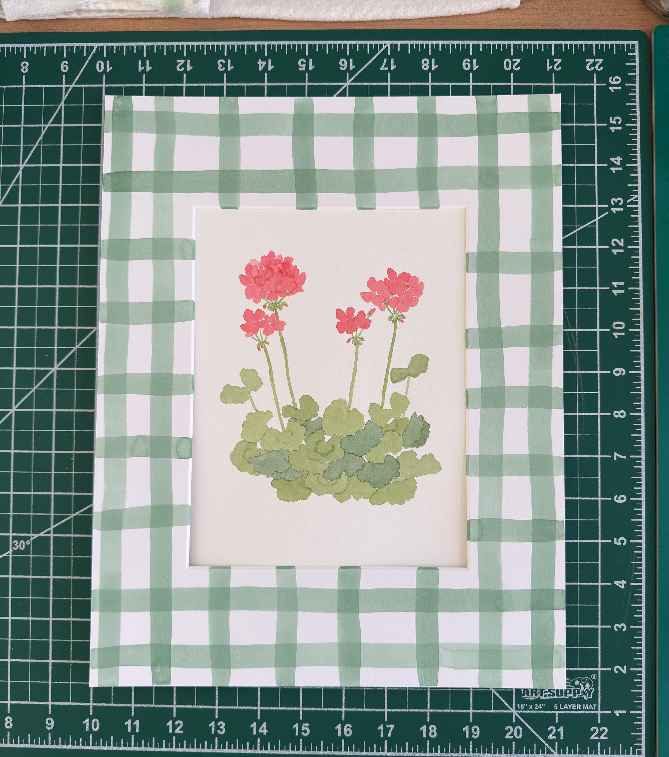 8x10” Watermelon Pink Geraniums- Original Watercolor - Etsy