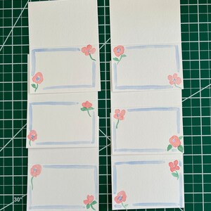 Set of 12 Place Cards, Pink Floral With Blue Border - Etsy
