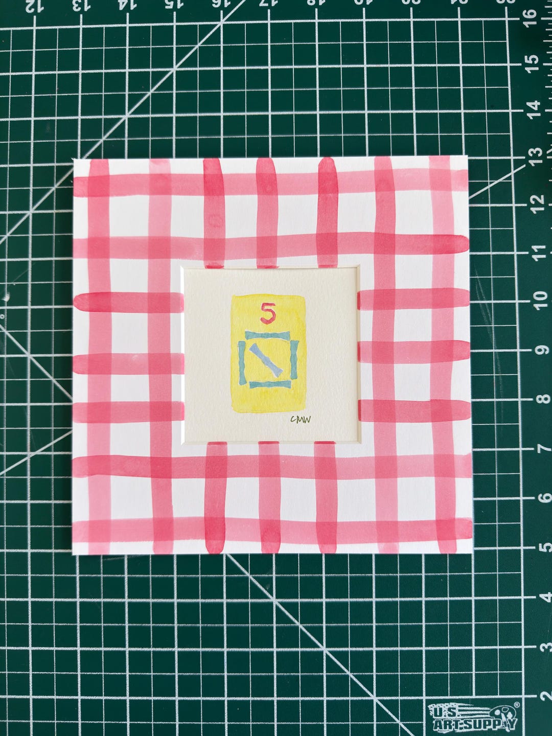 5 Bam - 4x4” Watercolor Mahjong Tile Painting - Etsy