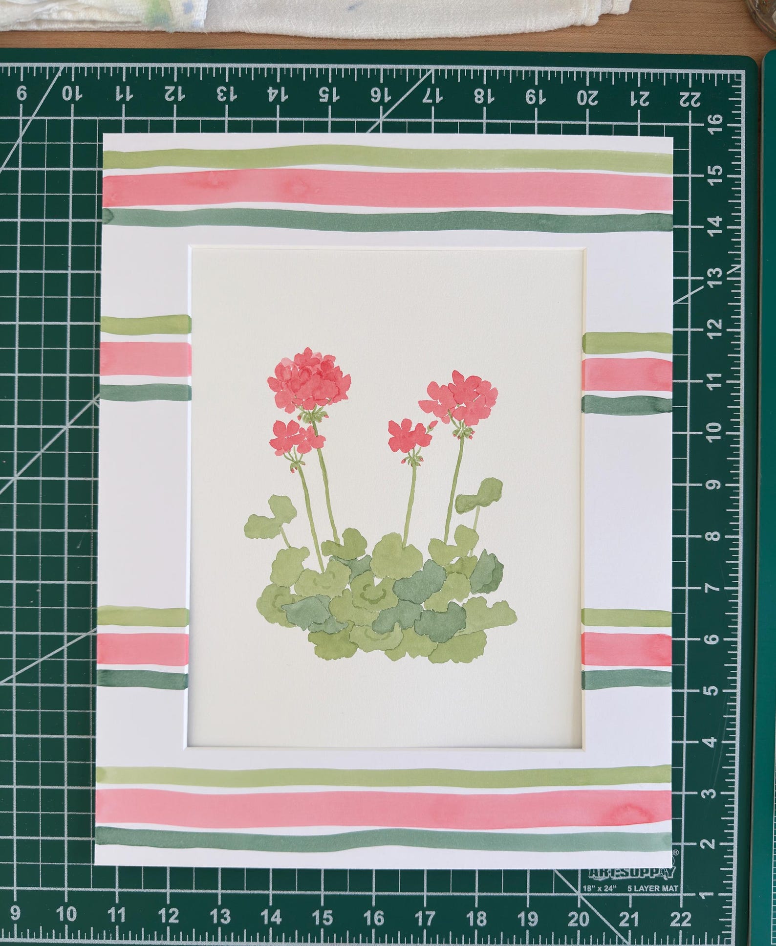 8x10” Watermelon Pink Geraniums- Original Watercolor - Etsy
