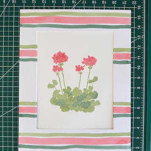 8x10” Watermelon Pink Geraniums- Original Watercolor - Etsy