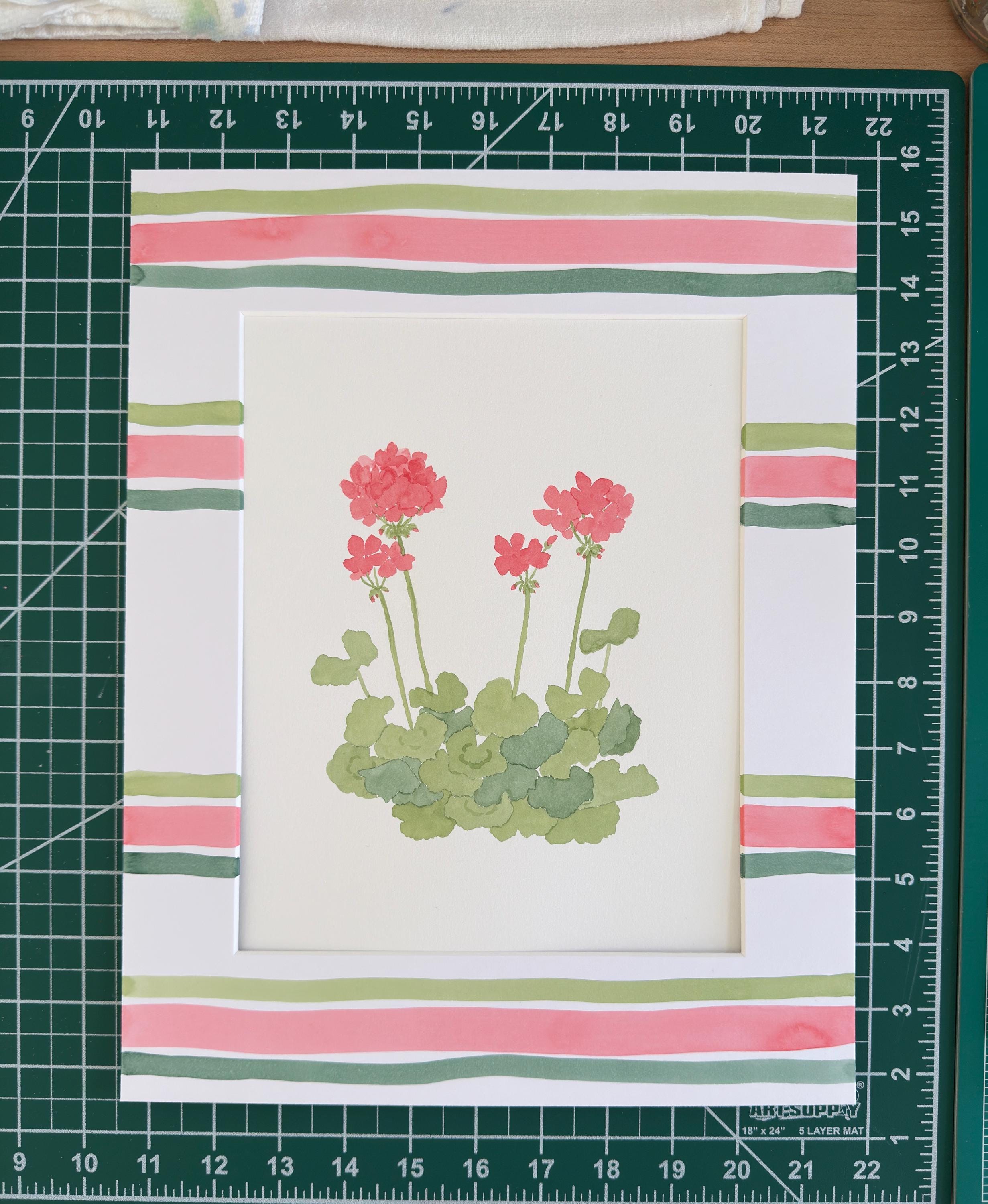 8x10” Watermelon Pink Geraniums- Original Watercolor - Etsy
