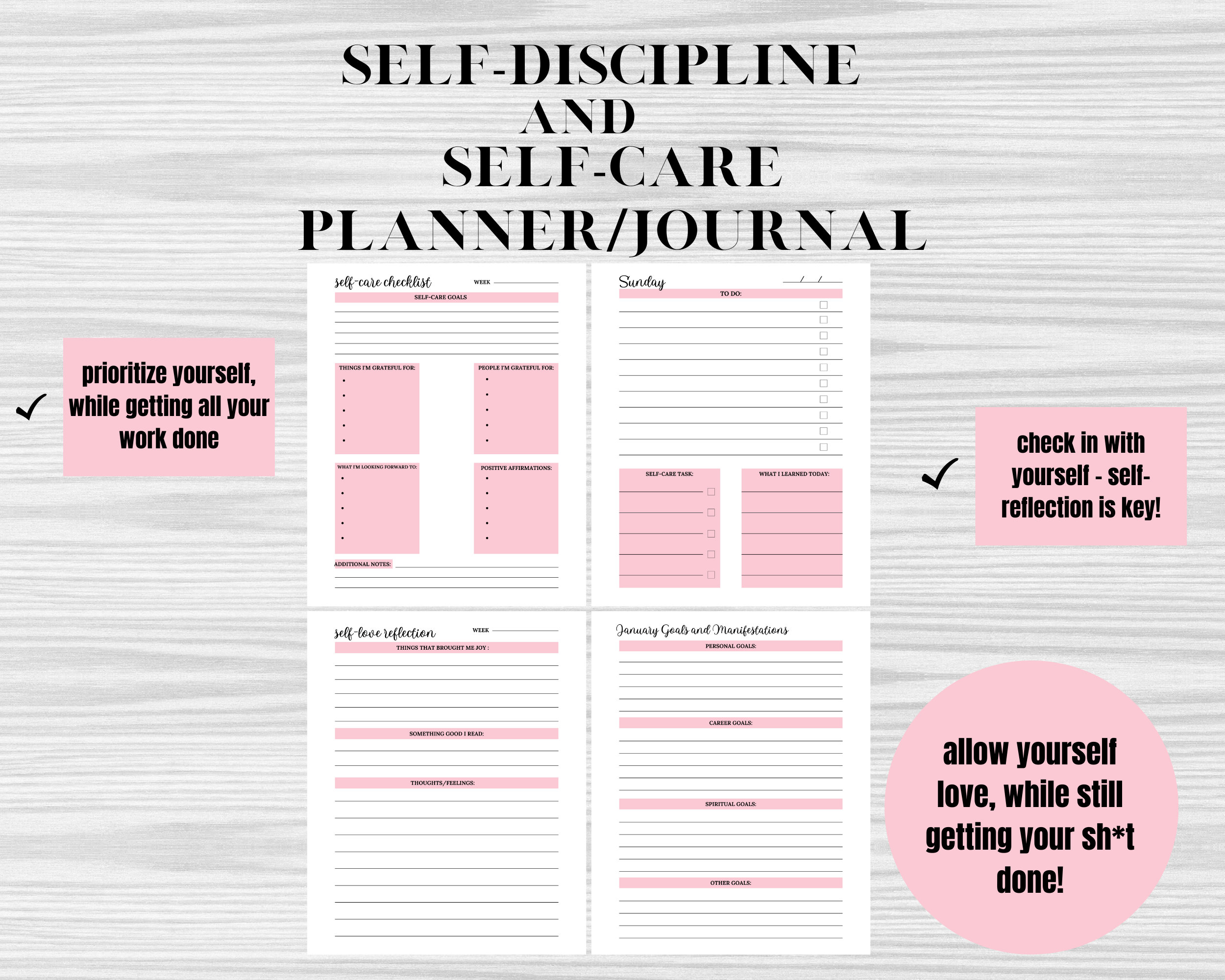 Self Care Planner | Self Discipline Planner | Self Care Journal | Self ...