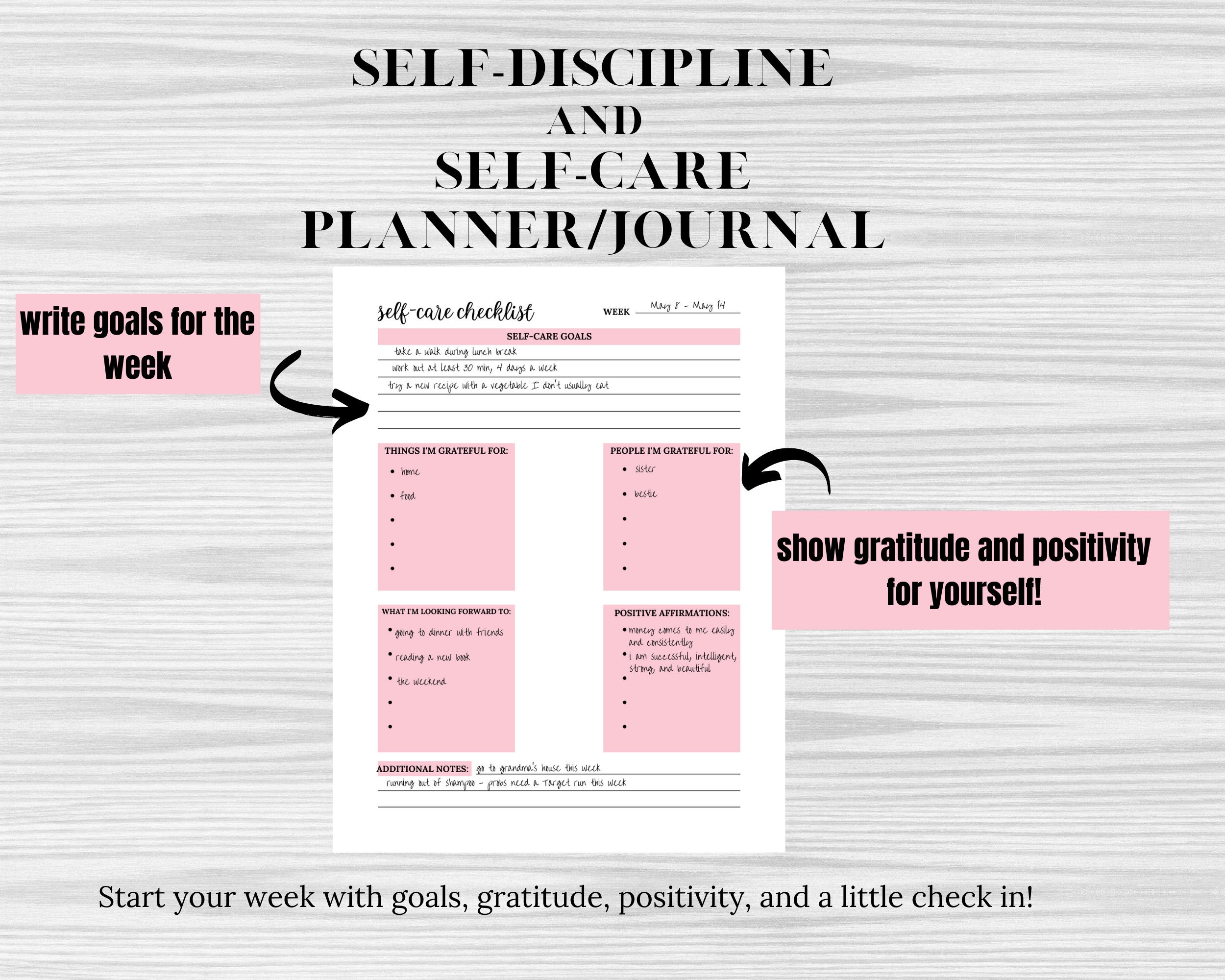 Self Care Planner | Self Discipline Planner | Self Care Journal | Self ...