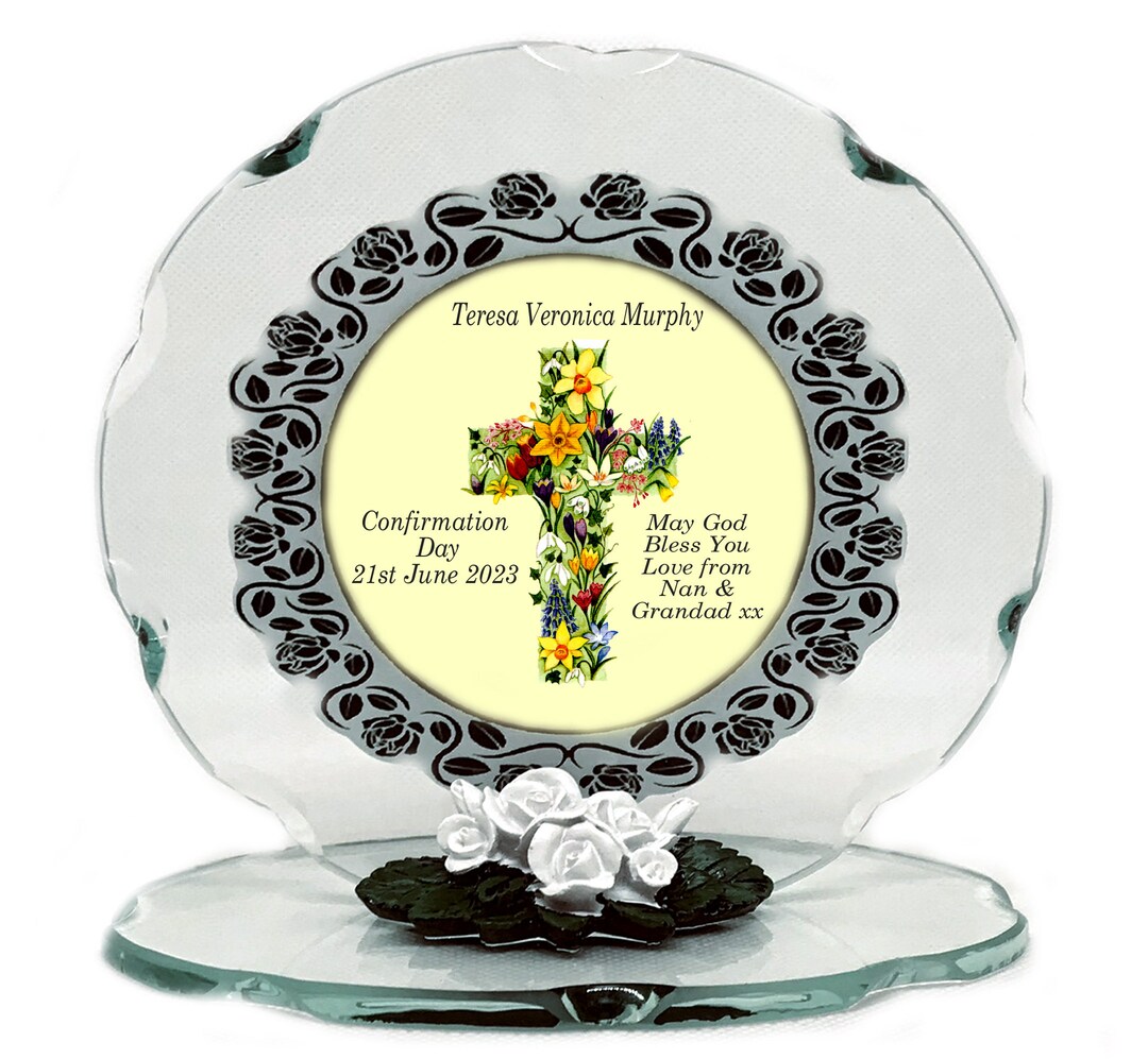 CONFIRMATION Hand Cut Glass Plaque by Cellini Plaques Personalised Gift ...