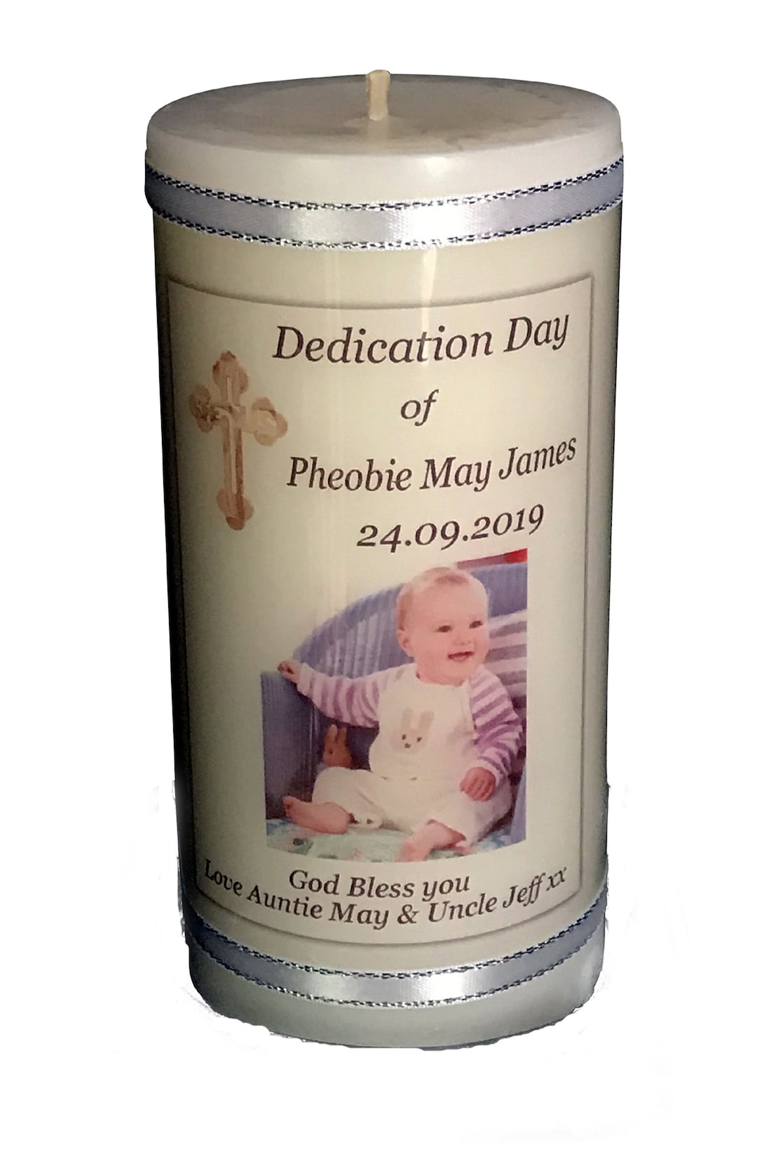 Baby's Dedication Ceremony Personalised Gift Candle With Photo ...