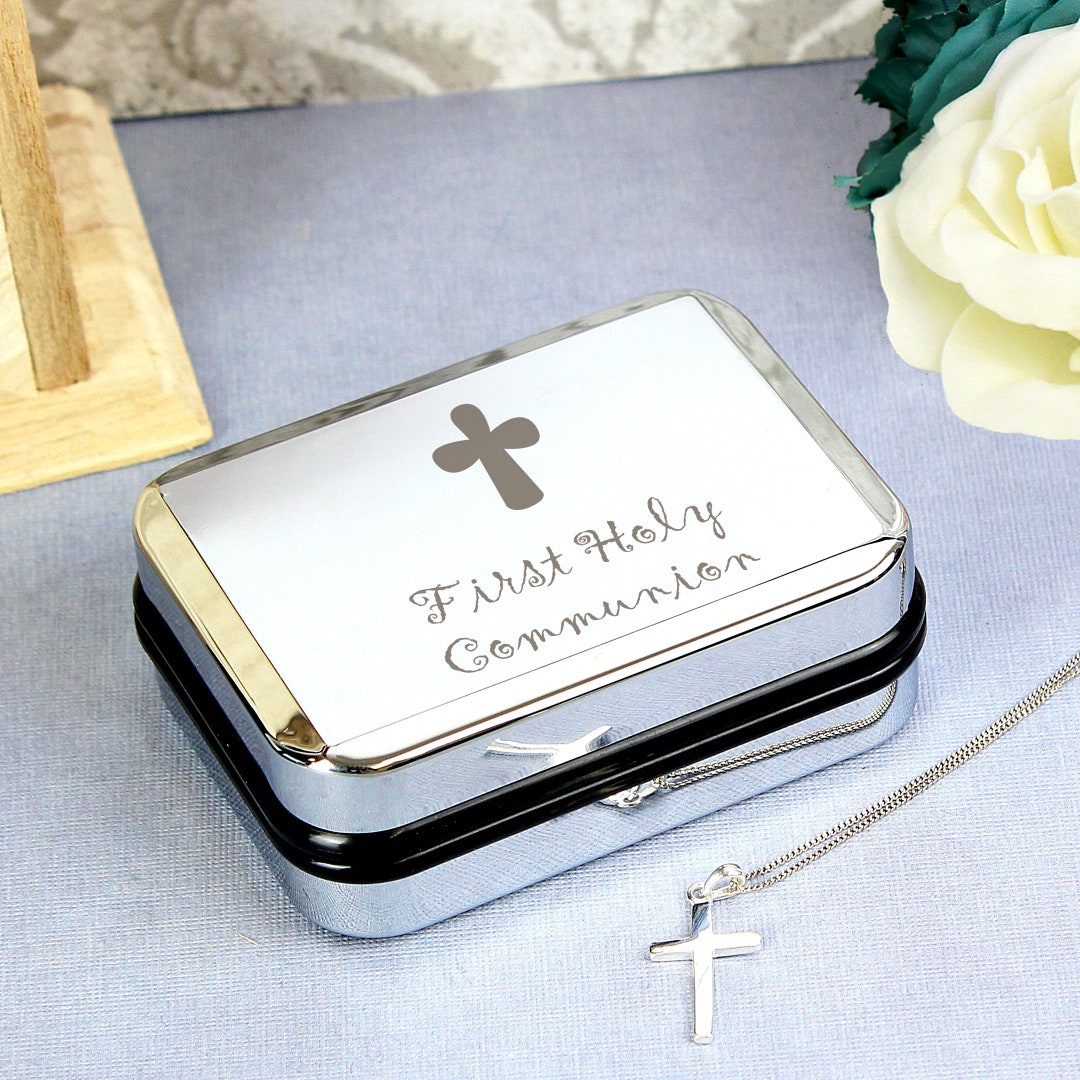 First Holy Communion Gift Silver Cross Necklace in Presentation Box - Etsy