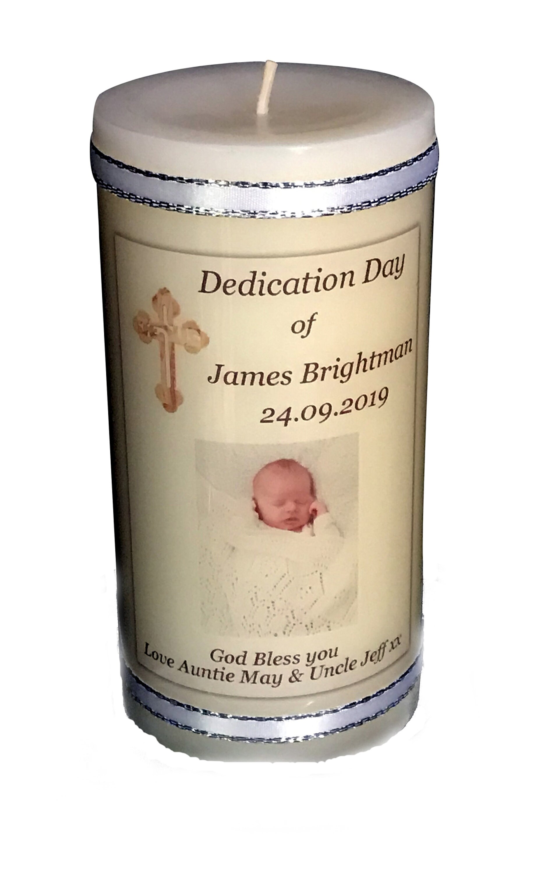 Baby's Dedication Ceremony Personalised Gift Candle With Photo ...