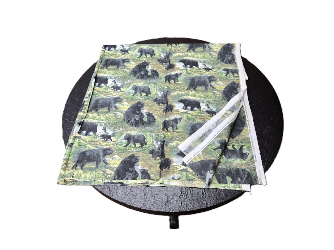 Vintage Cranston Black Bear & Cub Fabric – All-over Wildlife Print ...
