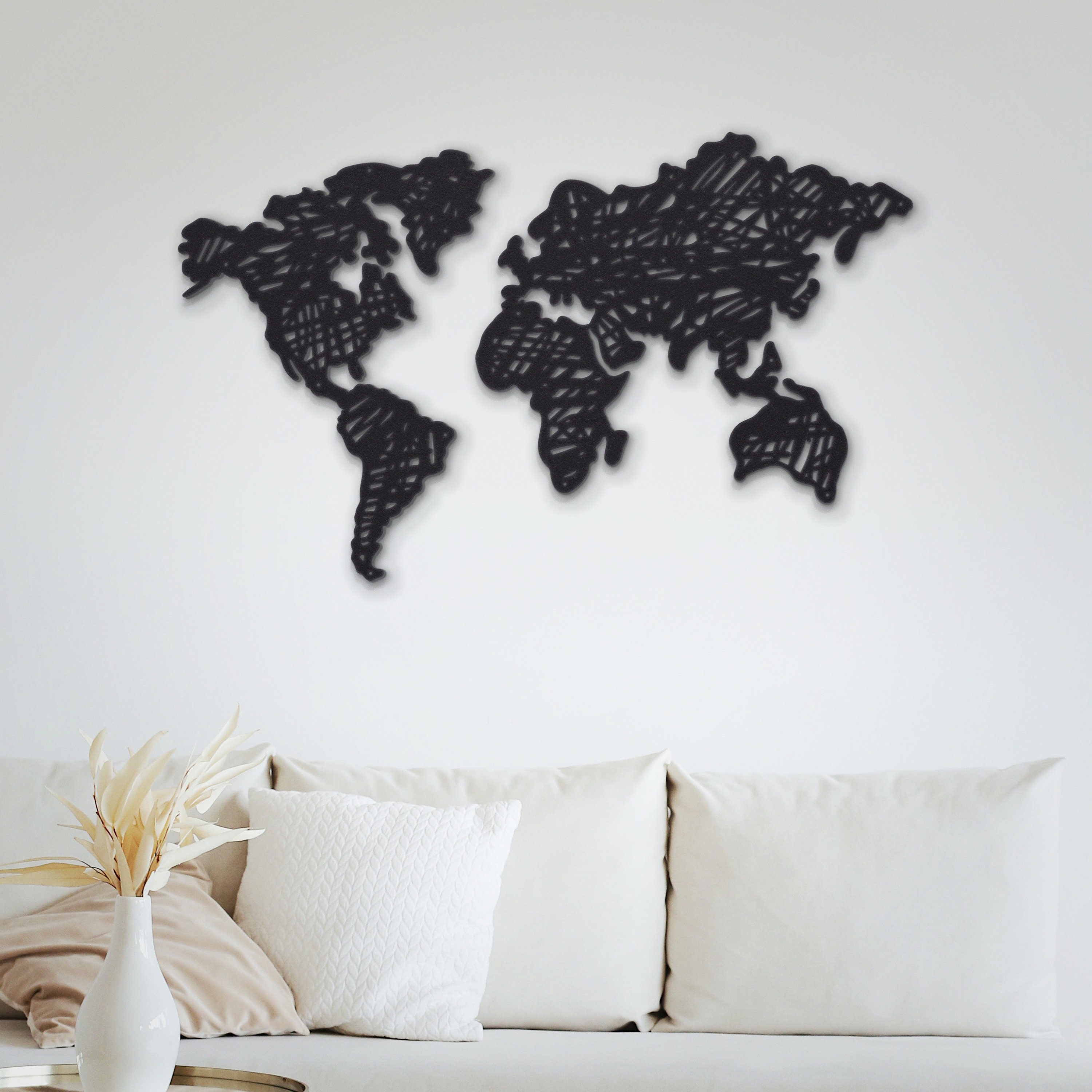 Scribble World Map, Metal Wall Art Decor - 1.3 X 0.8m - Etsy