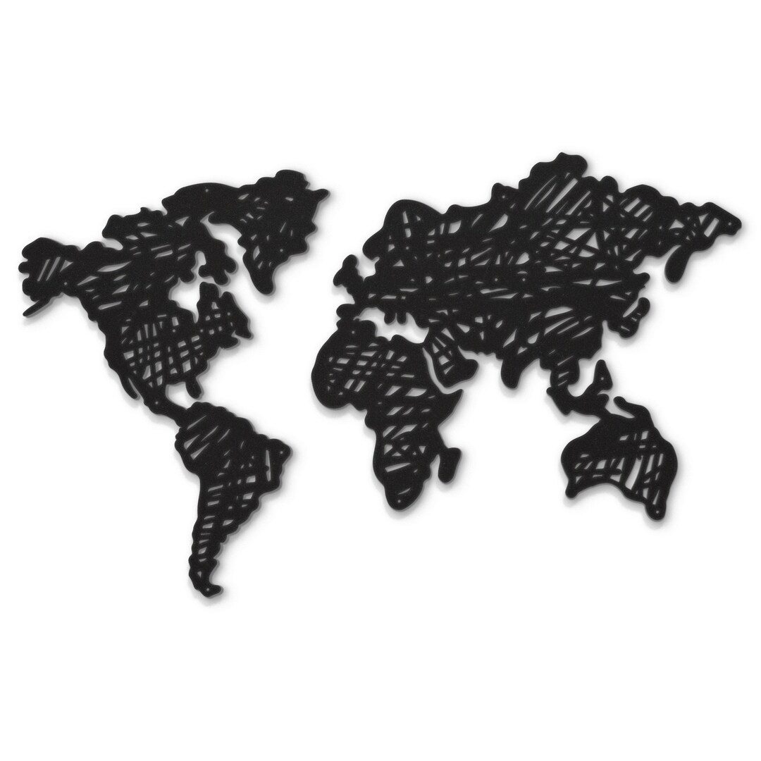 Scribble World Map, Metal Wall Art Decor - 1.3 X 0.8m - Etsy