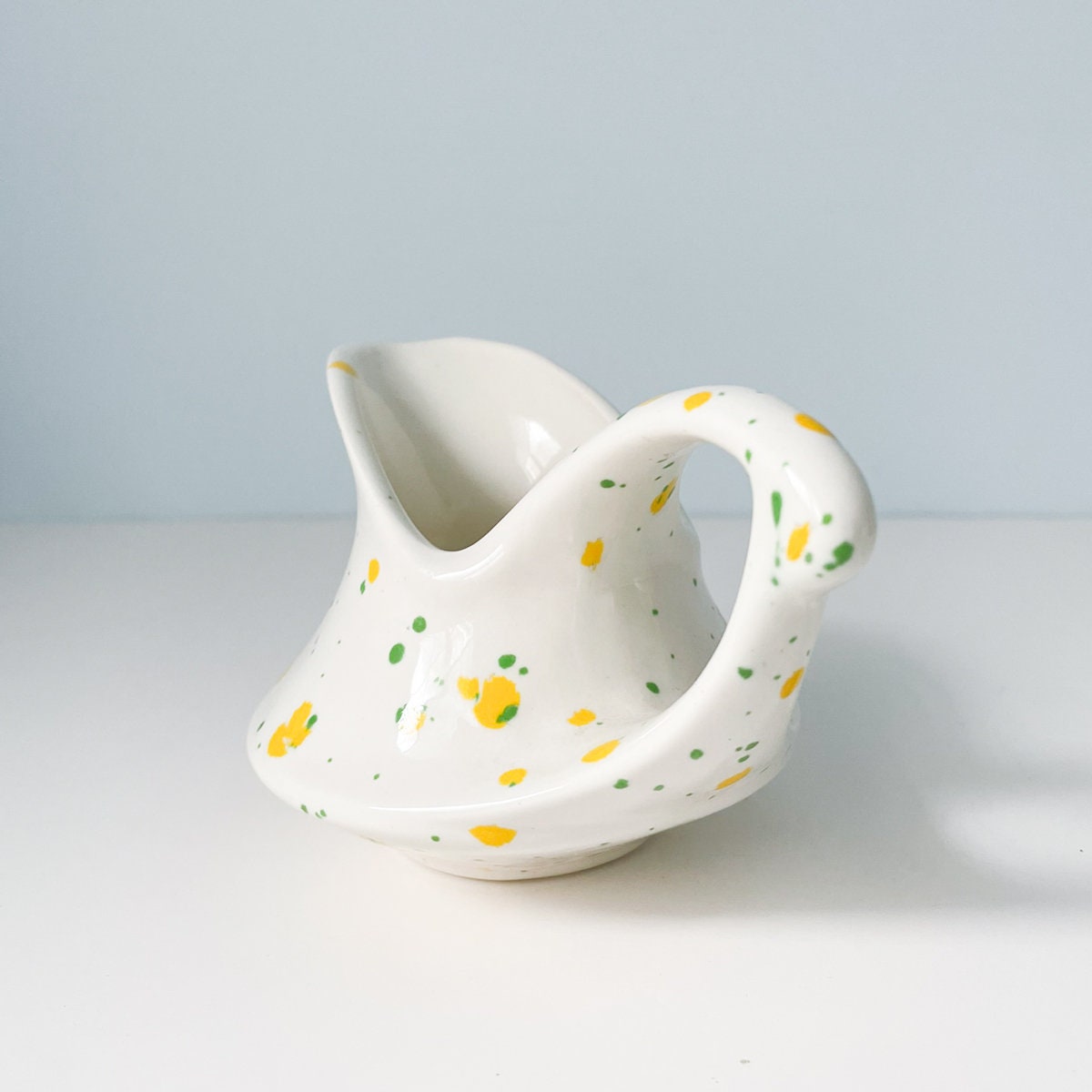Vintage Ceramic Creamer With Yellow and Green Splash Details Mid ...