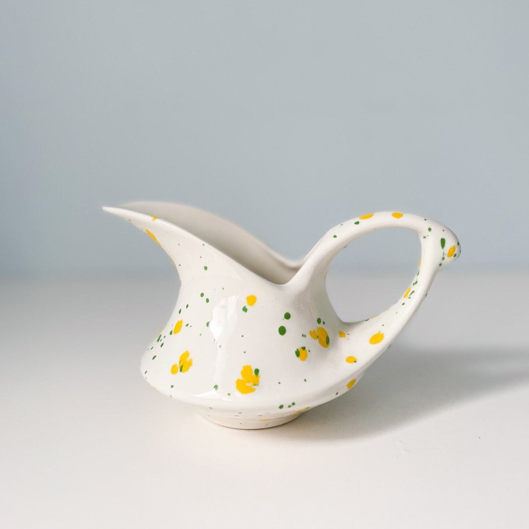 Vintage Ceramic Creamer With Yellow and Green Splash Details Mid ...
