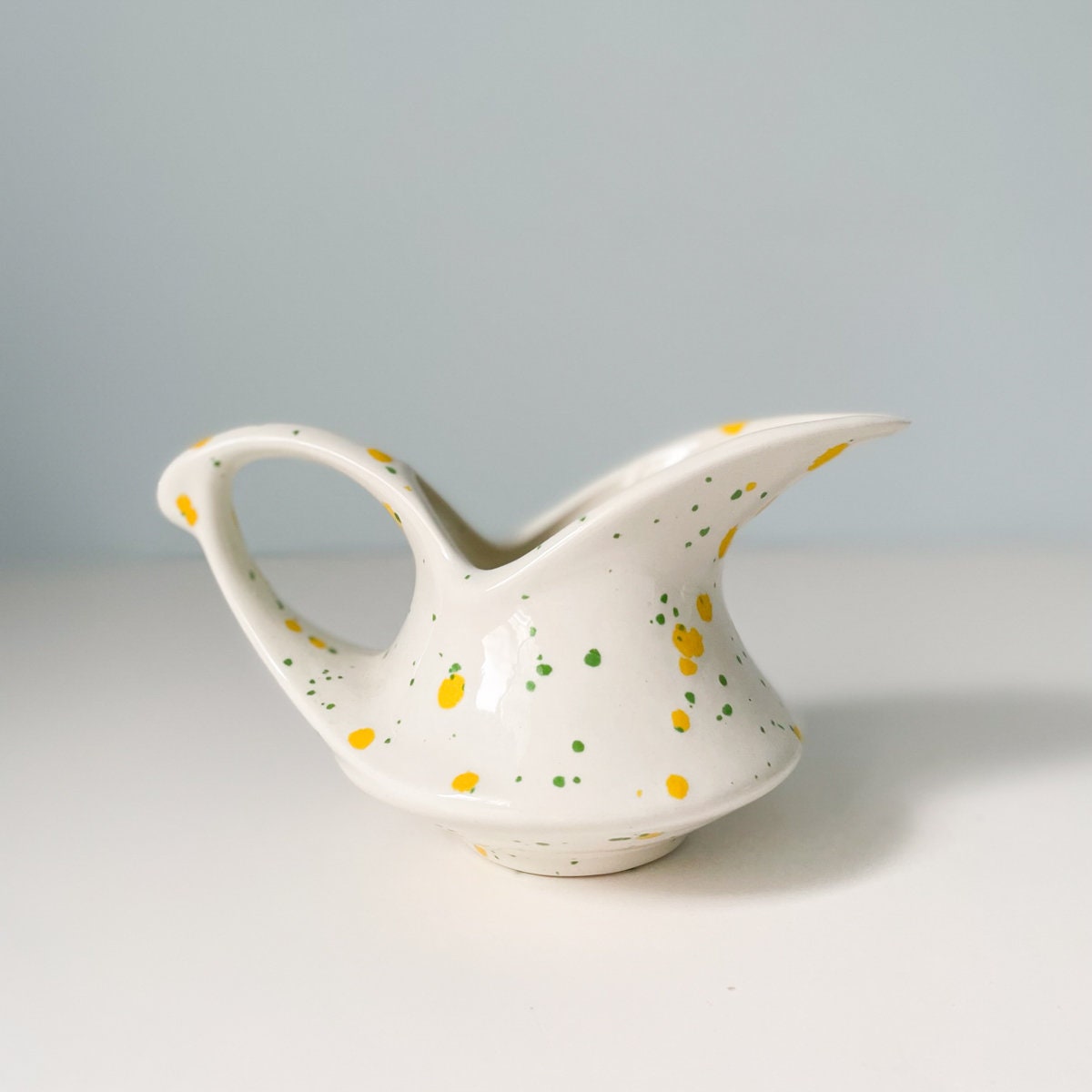 Vintage Ceramic Creamer With Yellow and Green Splash Details Mid ...