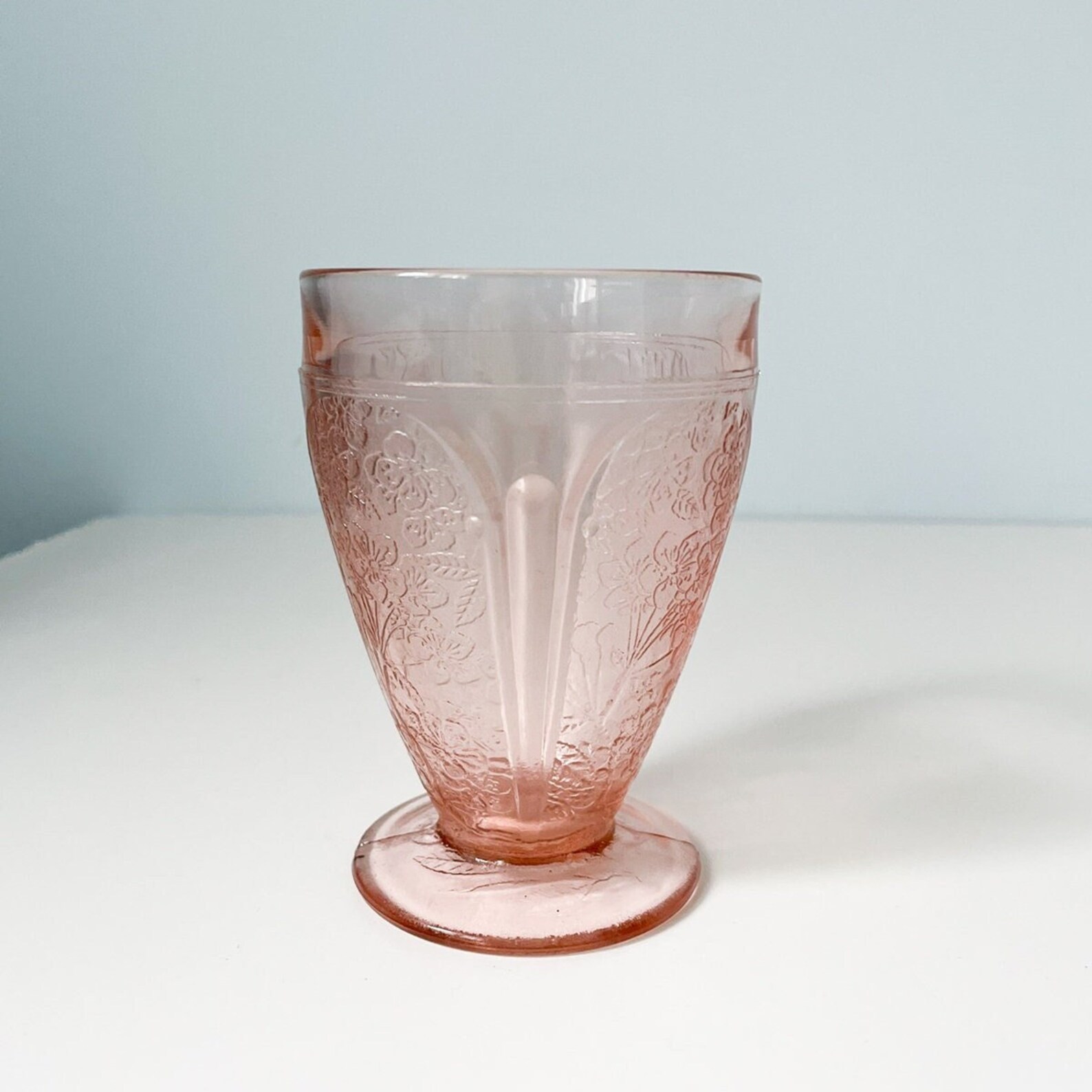 Vintage Pink Depression Glass Tumbler JEANNETTE Cherry Blossom Pink ...