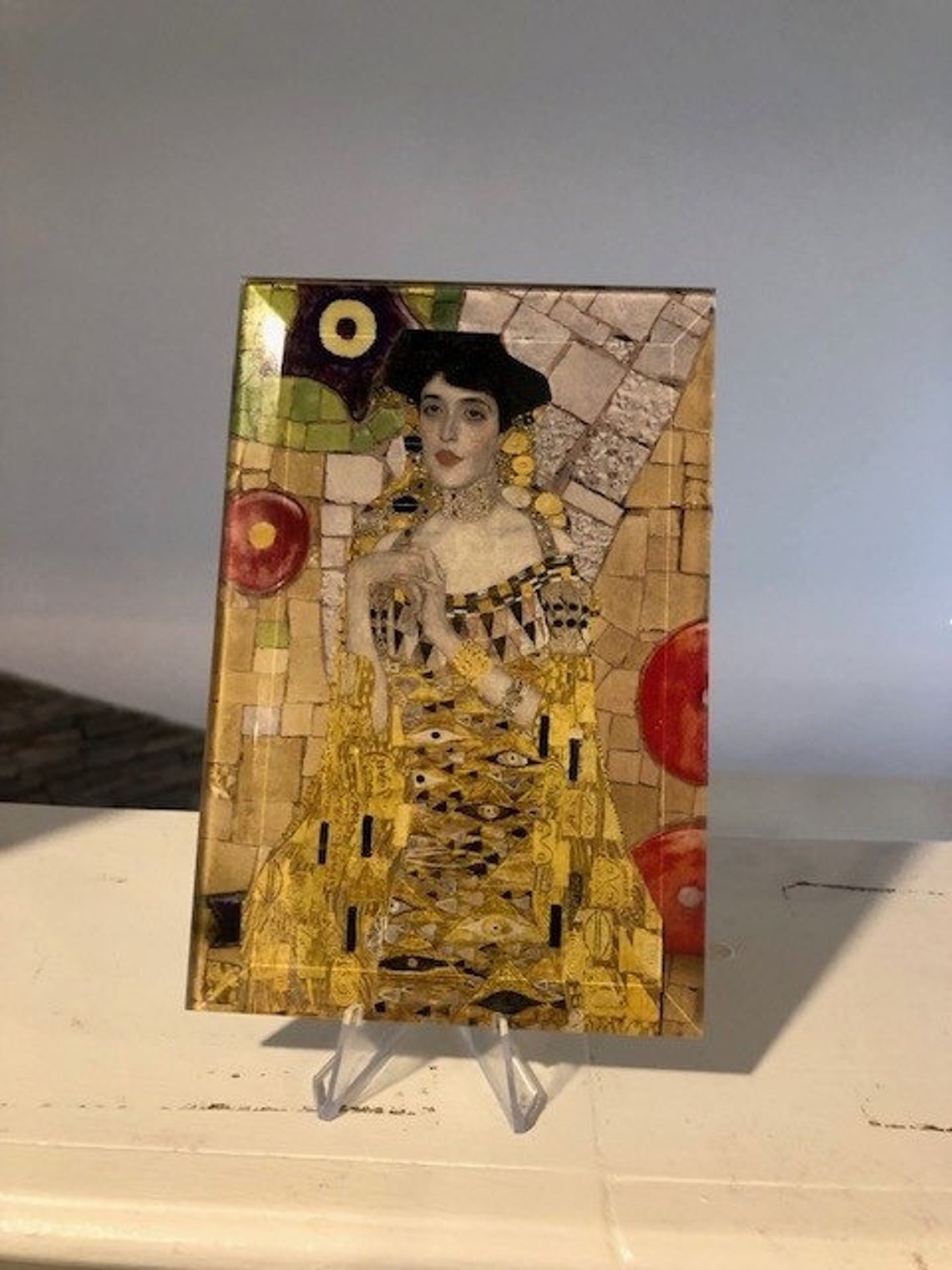 Gustav Klimts lady in Gold, Adele Block Bauer Reverse Decoupage 6x4 ...