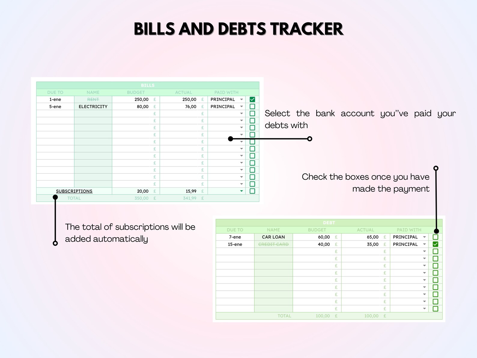 Pastel Budget Spreadsheet, Digital Budget Planner, Annual Monthly ...