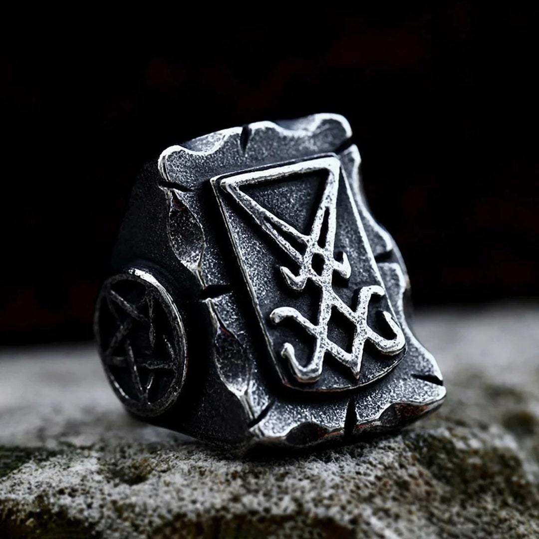 Lucifer Sigil Ring Demon Sign Ring Satan Rings 316L Stainless Steel ...