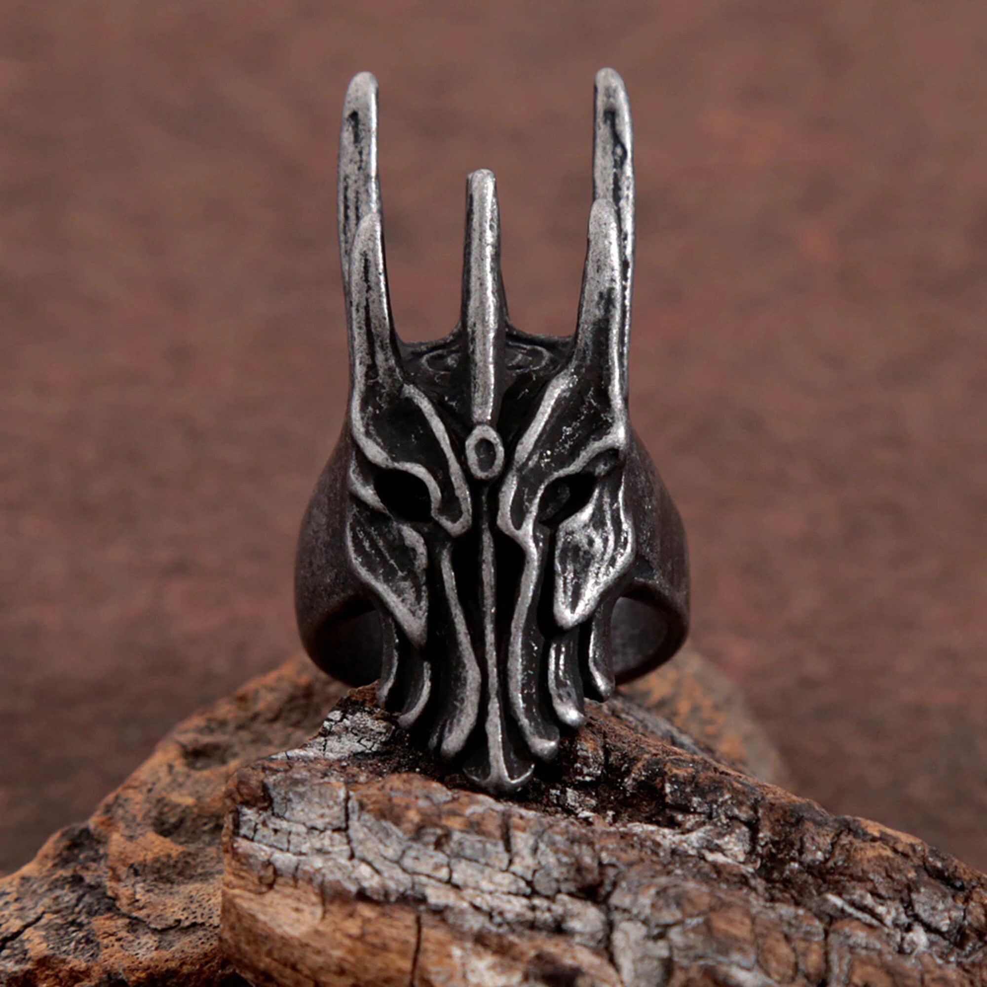 Black Helm of Sauron Ring Stainless Steel Ring for Men Gothic Dragon ...