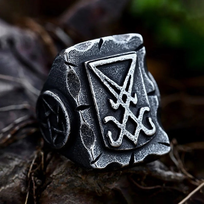 Lucifer Sigil Ring Demon Sign Ring Satan Rings 316L Stainless Steel ...