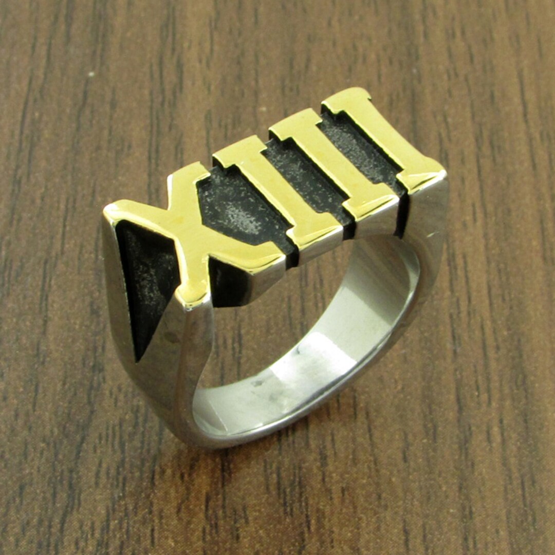 Gold Color Roman Number Ring XIII Ring 13 Ring Lucky Number Ring Men 13 ...